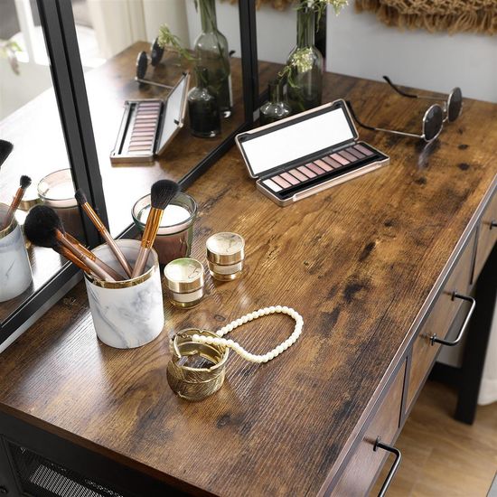 Rustic Brown Vanity Set