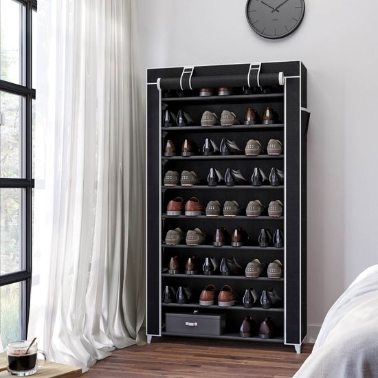 Black Enclosed Cabinet Organizer - Shoe Rack | SONGMICS