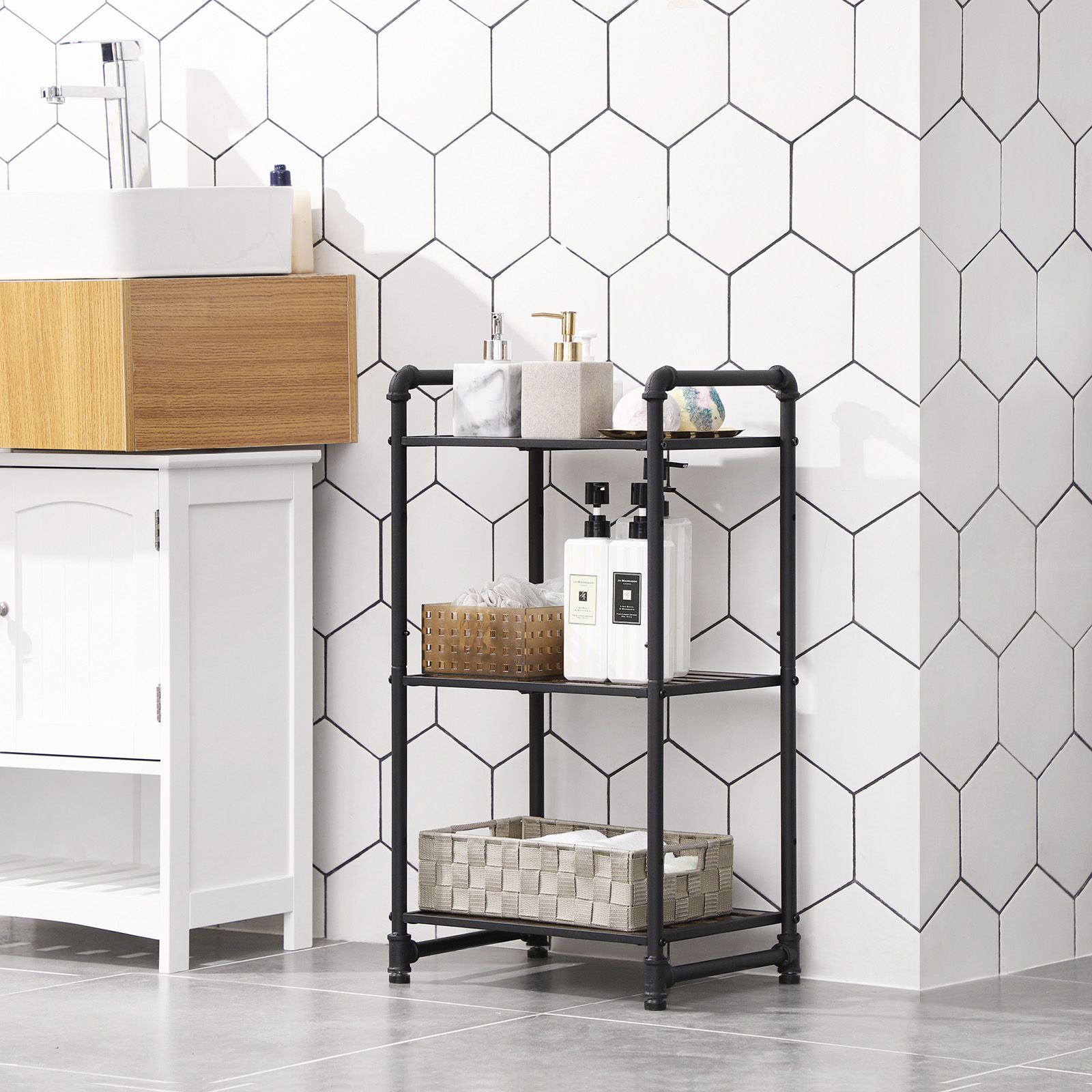 Slatted Board Storage Rack - Bathroom Shelf | SONGMICS