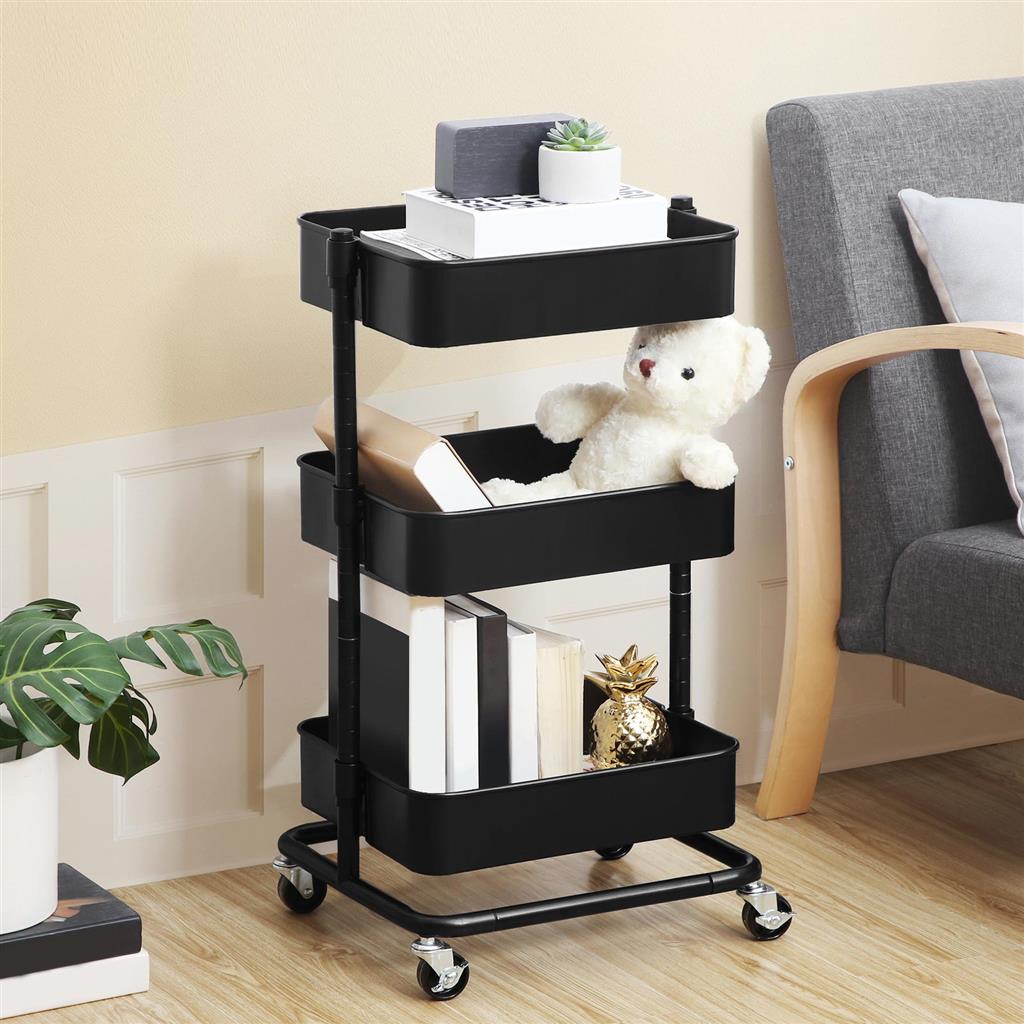 3-Tier Metal Rolling Cart