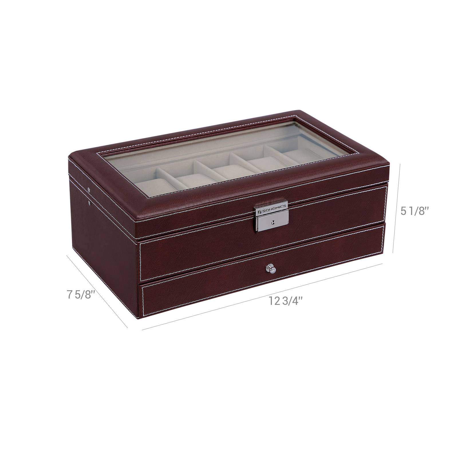 Brown Lockable Watch Box - Watch Box | SONGMICS