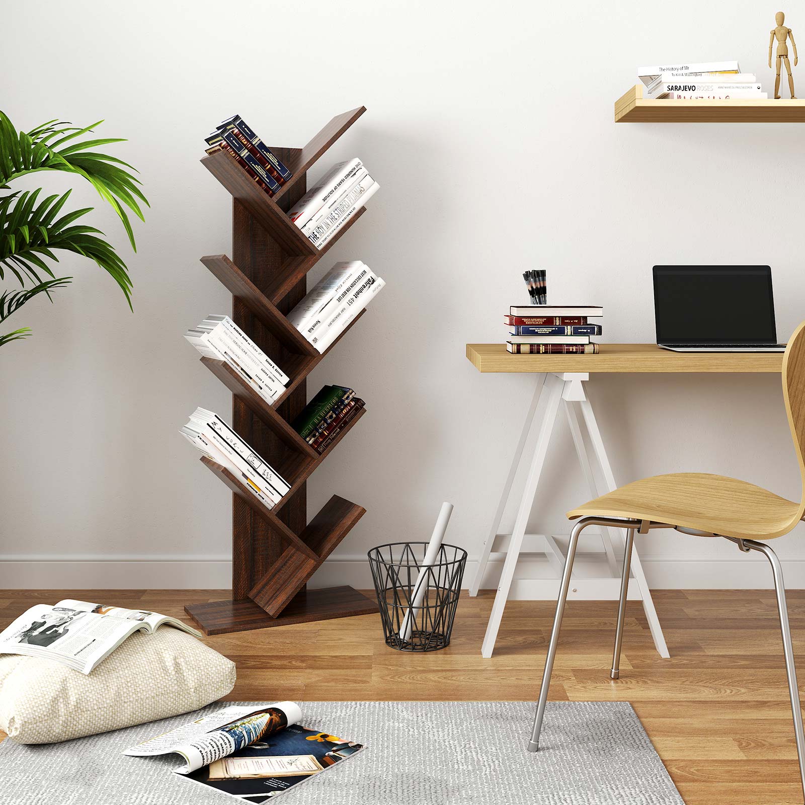 Wooden Tree Bookshelf - Bookcase | VASAGLE by SONGMICS