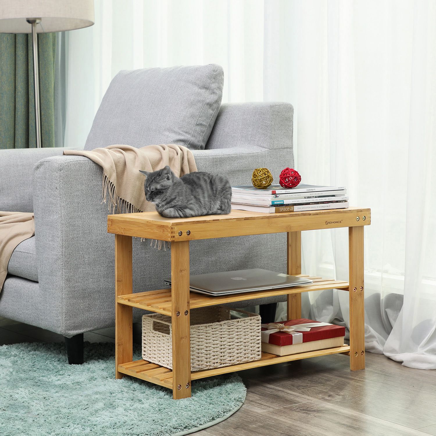 Bamboo Shoe Bench - Shoe Bench | SONGMICS