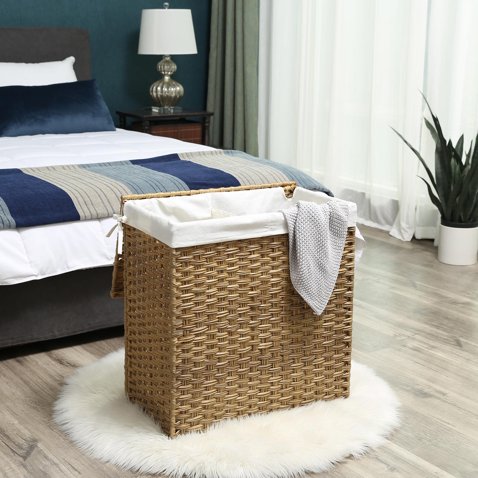 Natural Handwoven Double Laundry Hamper | SONGMICS