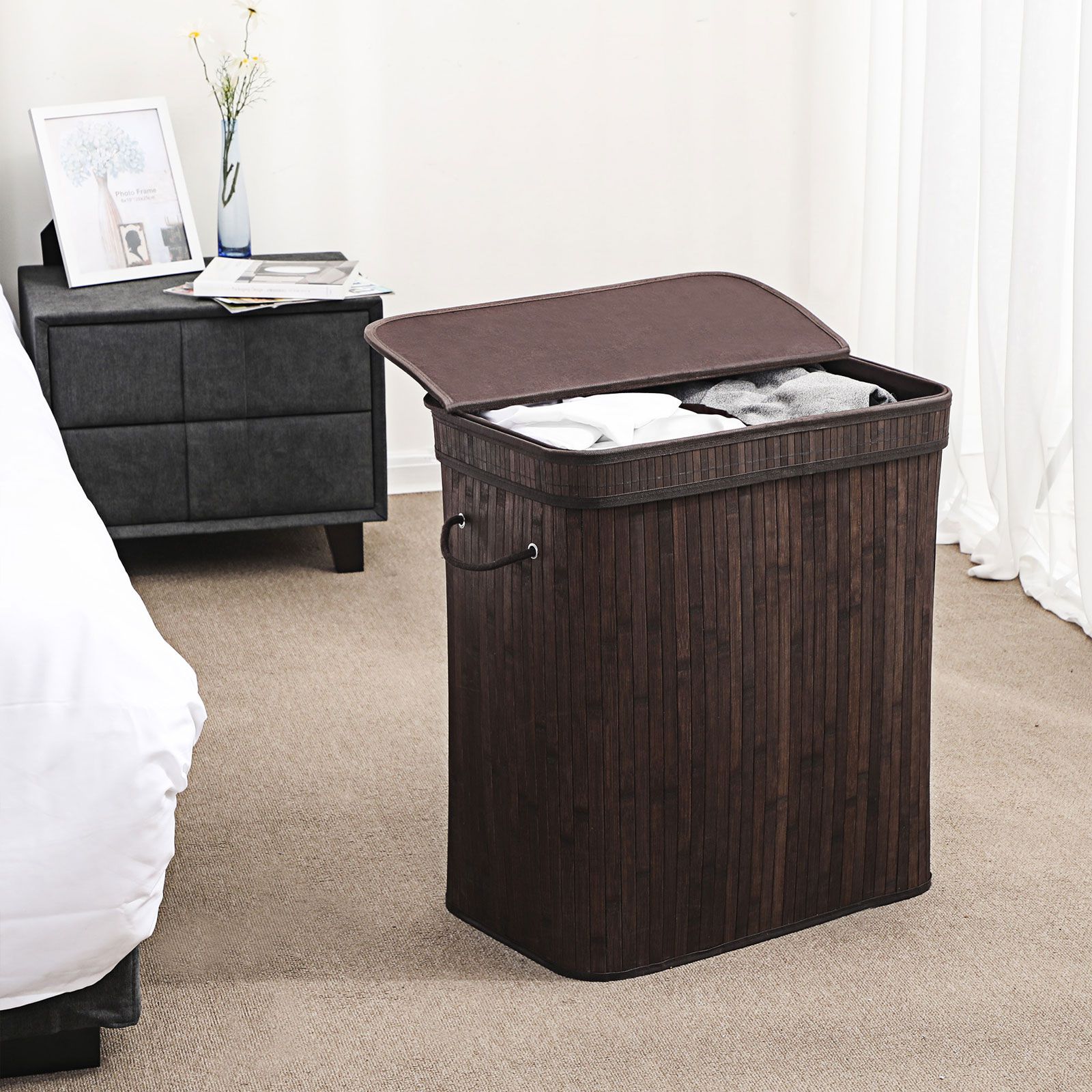 Bamboo Rectangular Laundry Hamper - Laundry Basket | SONGMICS