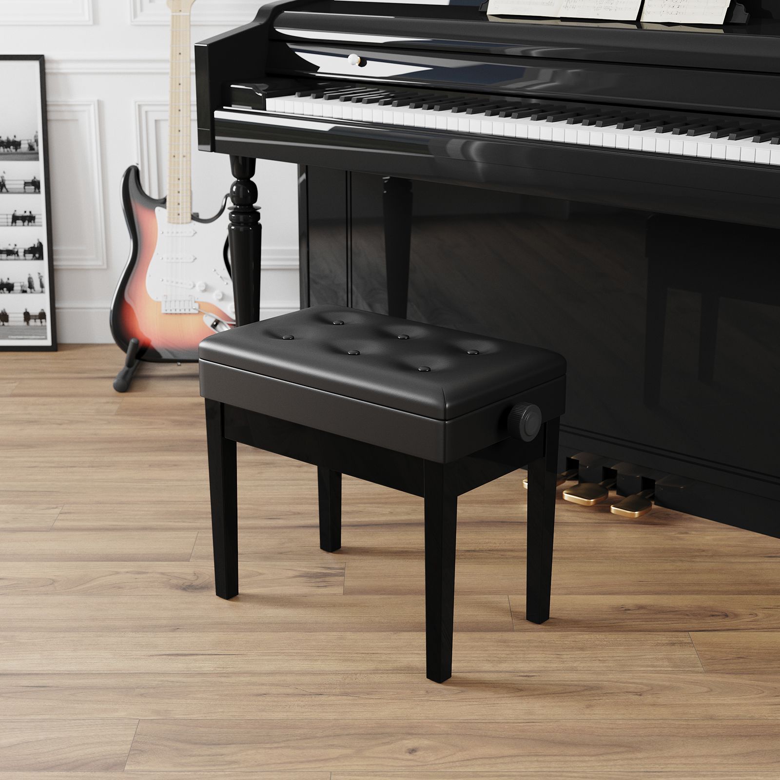 Adjustable Padded Piano Bench - Piano Bench | SONGMICS