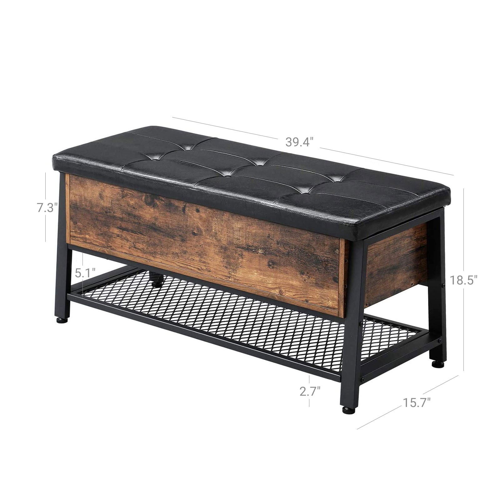Padded Seat Storage Bench - Shoe Bench | VASAGLE by SONGMICS