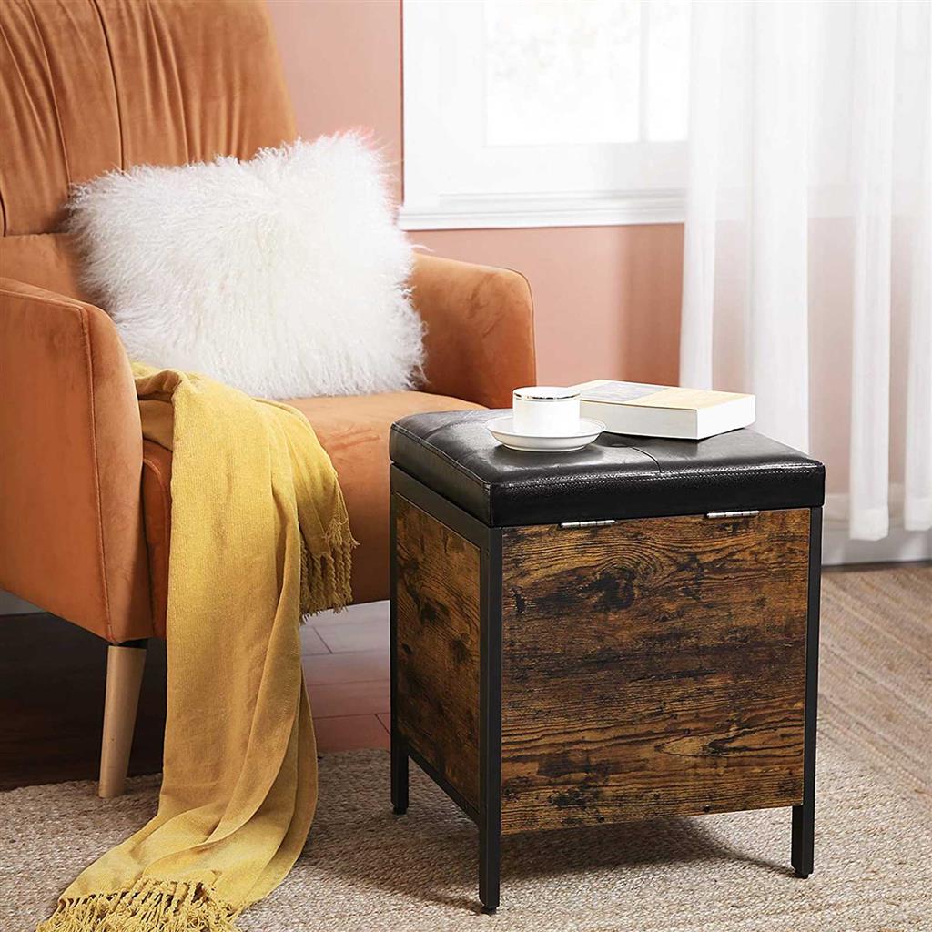 Rustic Brown Storage Ottoman