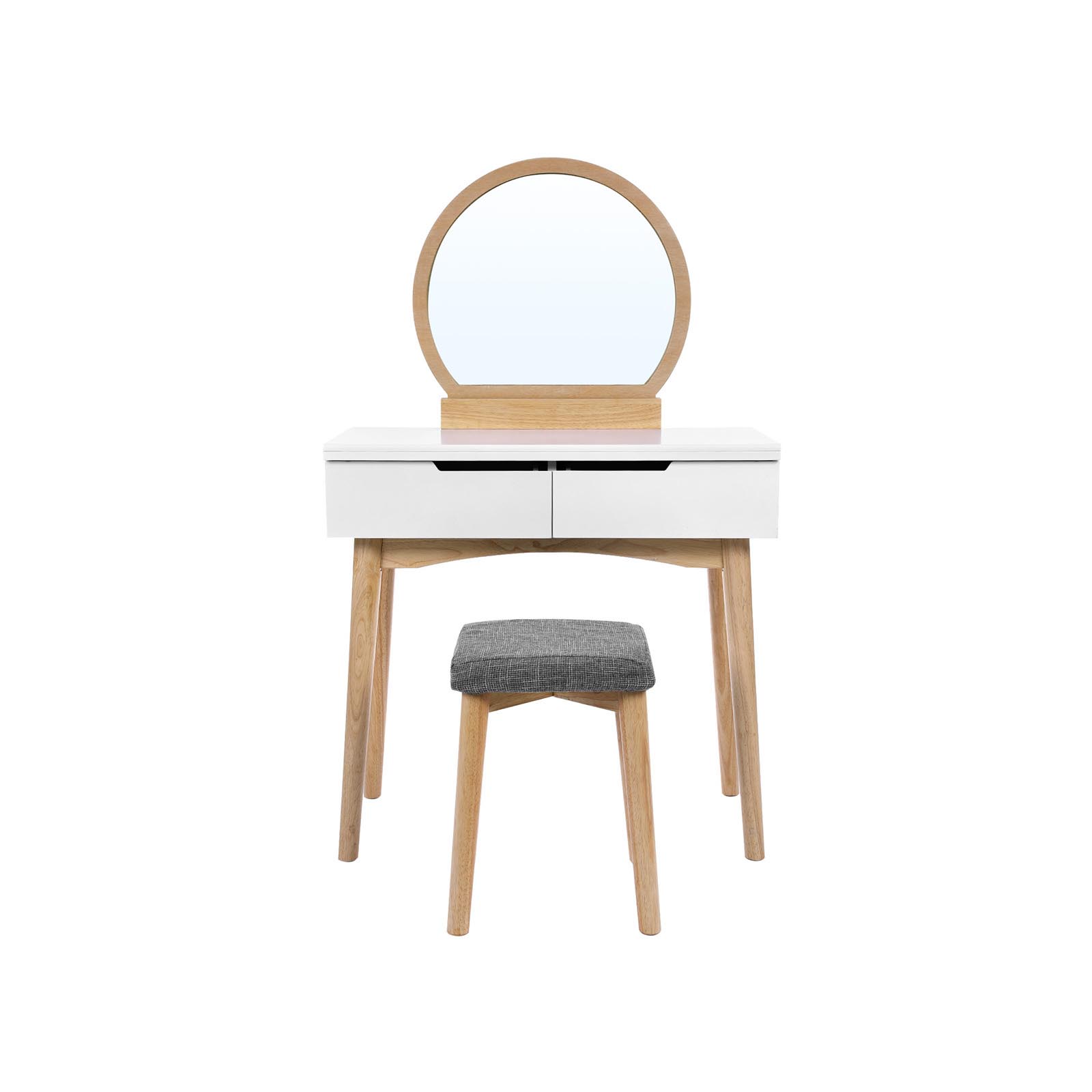 Round Mirror Vanity Table - Vanity Table | VASAGLE by SONGMICS